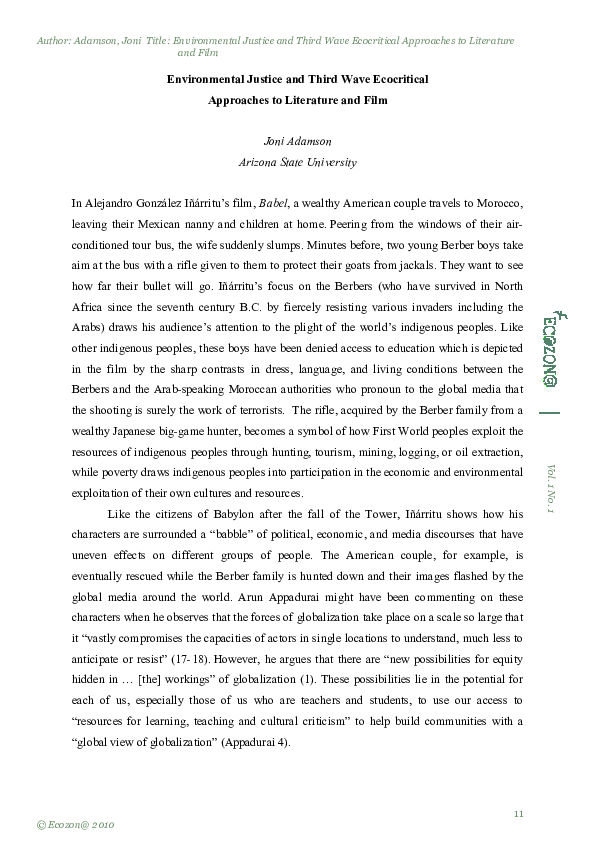 (PDF) Environmental Justice and Third Wave Ecocritical Approaches to ...