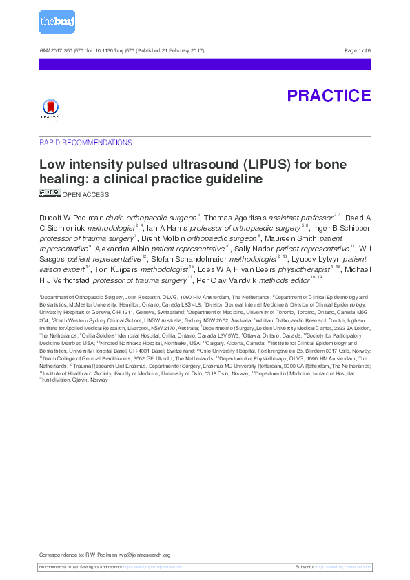 (PDF) Low intensity pulsed ultrasound (LIPUS) for bone healing: a clinical practice guideline