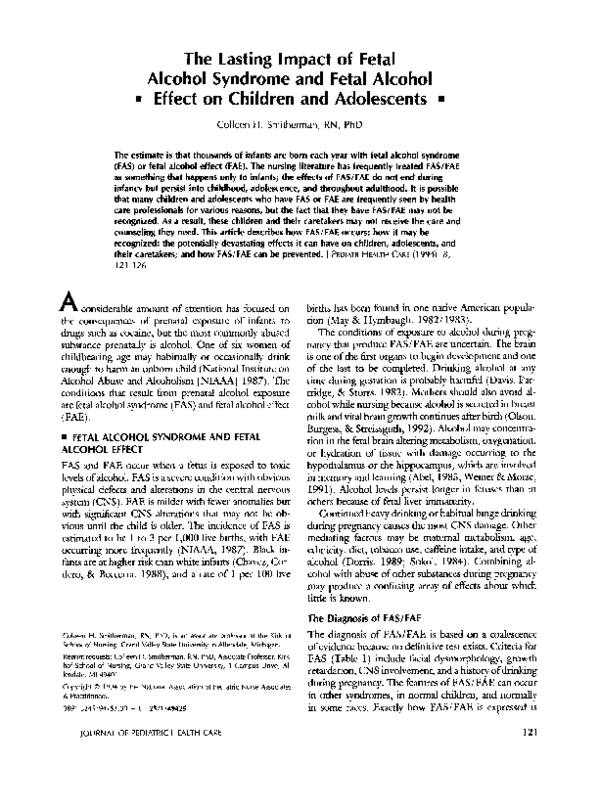 (PDF) The lasting impact of fetal alcohol syndrome and fetal alcohol ...