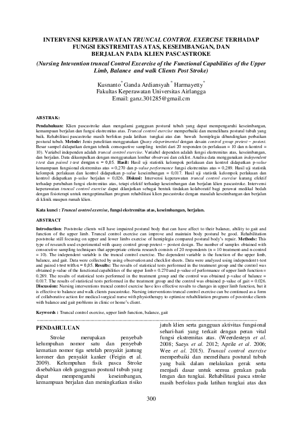 (PDF) The Effectiveness of Nursing Interventions Truncal Control ...
