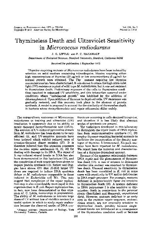 (PDF) Thymineless death and ultraviolet sensitivity in Micrococcus ...