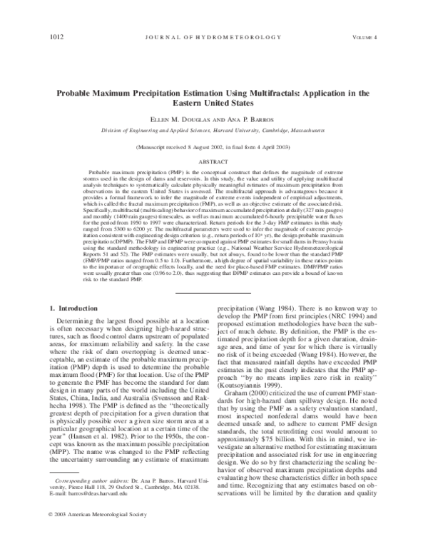 (PDF) Probable Maximum Precipitation Estimation Using Multifractals: Application in the Eastern ...