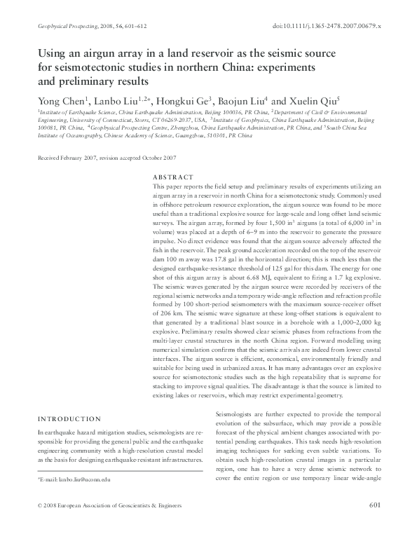 Pdf Using An Airgun Array In A Land Reservoir As The Seismic Source