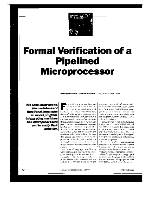(PDF) Formal verification of a pipelined microprocessor