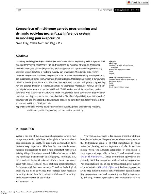 Pdf Comparison Of Multi Gene Genetic Programming And Dynamic Evolving