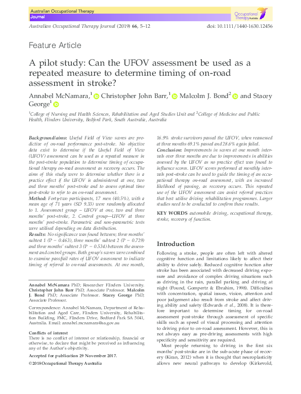 (PDF) A pilot study: Can the UFOV assessment be used as a repeated ...