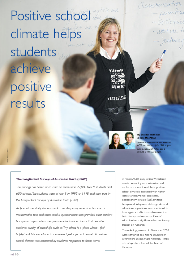 (PDF) Positive School Climate Helps Students Achieve Positive Results