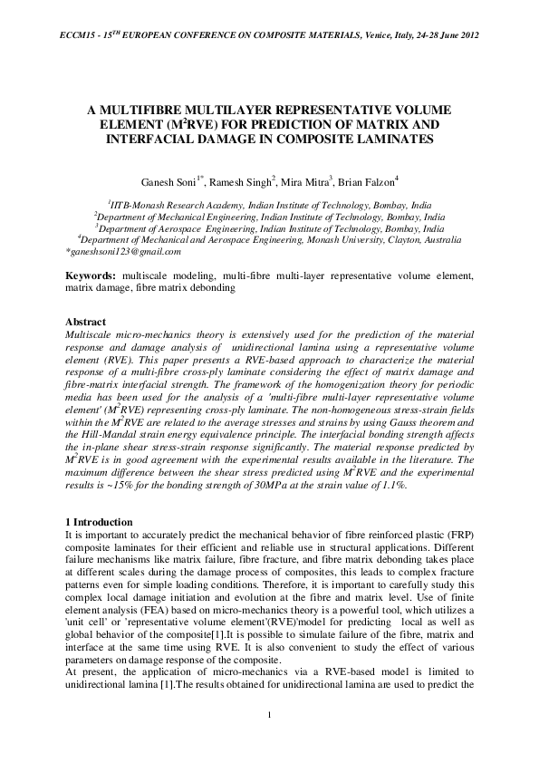(PDF) A Multifibre Multilayer Representative Volume Element (M 2 Rve ...