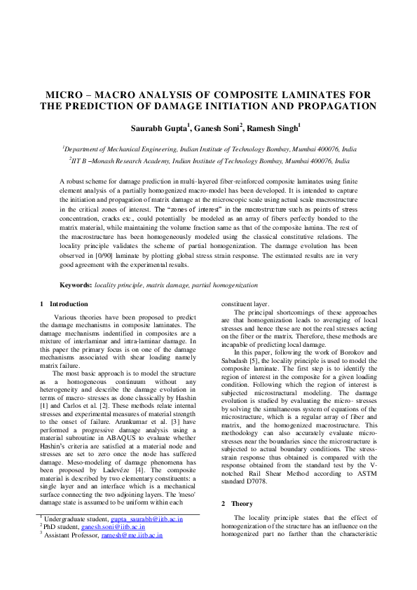 (PDF) Micro–Macro Analysis of Composite Laminates for the Prediction of ...