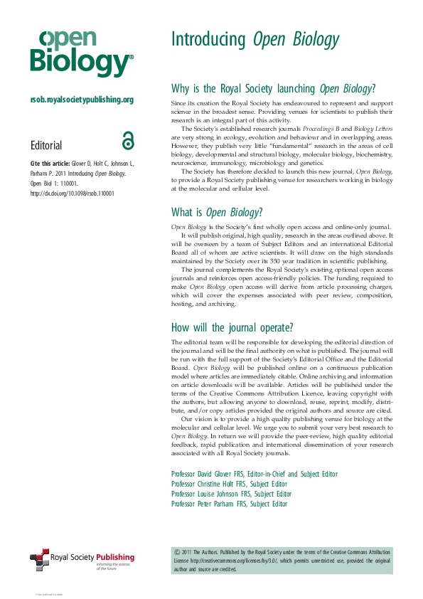 (PDF) Introducing Open Biology