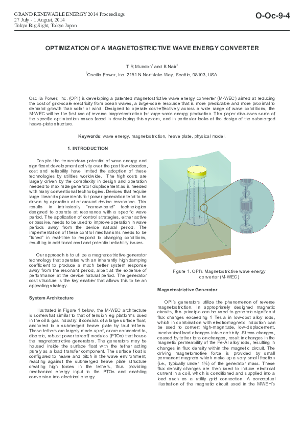 (PDF) Optimization of a Magnetostrictive Wave Energy Converter