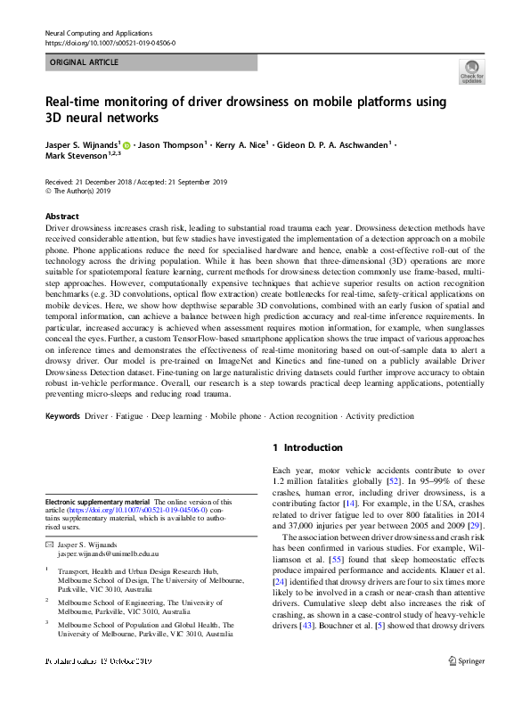 Pdf Real Time Monitoring Of Driver Drowsiness On Mobile Platforms Using 3d Neural Networks