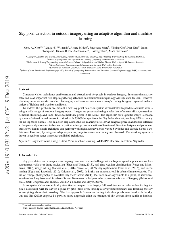 (PDF) Sky pixel detection in outdoor imagery using an adaptive ...