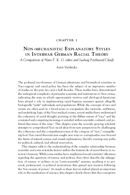 (PDF) Non-Mechanistic Explanatory Styles in the German Racial Science ...