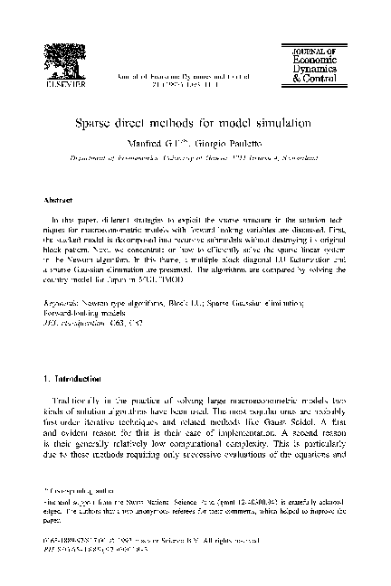 (PDF) Sparse direct methods for model simulation