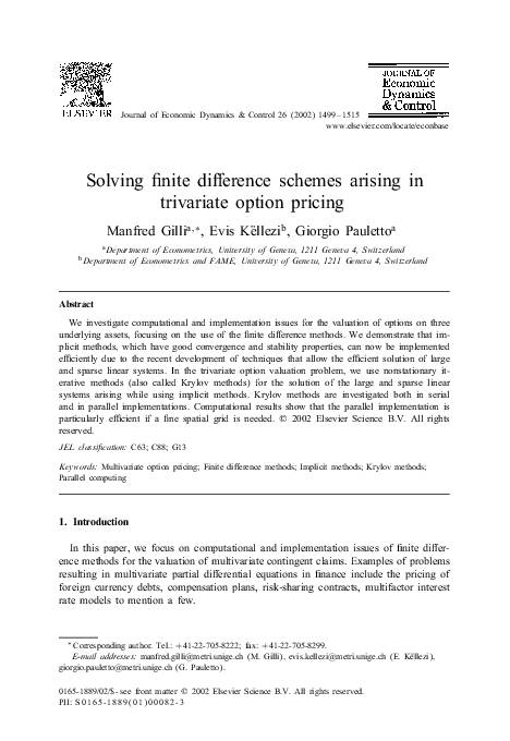 Pdf Solving Finite Difference Schemes Arising In Trivariate Option