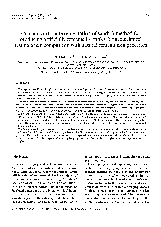 (PDF) Calcium carbonate cementation of sand: A method for producing ...