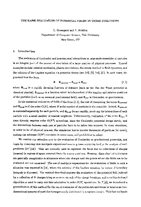 (PDF) Rapid Evaluation of Potential Fields in Three Dimensions