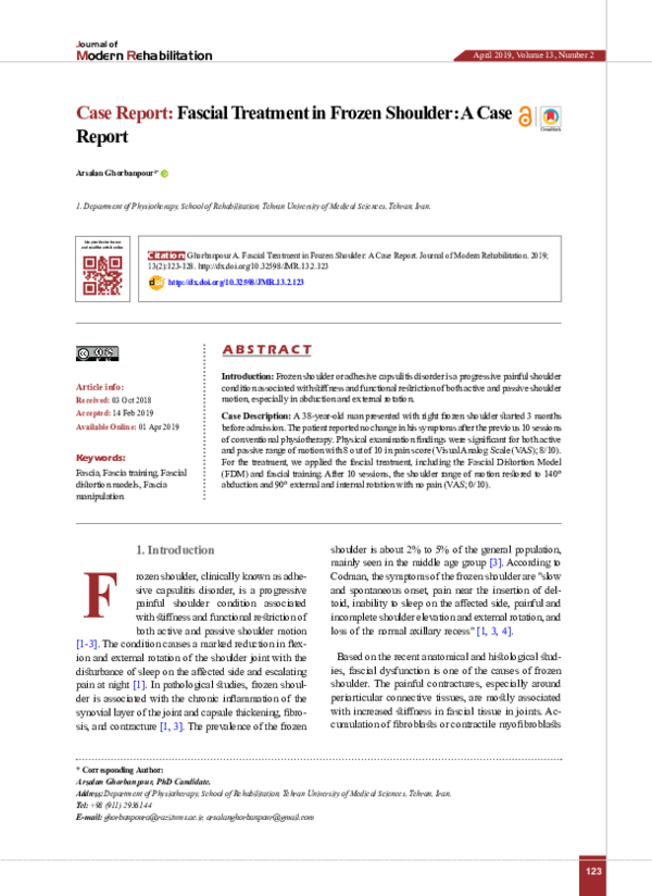 (PDF) Fascial Treatment in Frozen Shoulder: A Case Report Fascial treatment