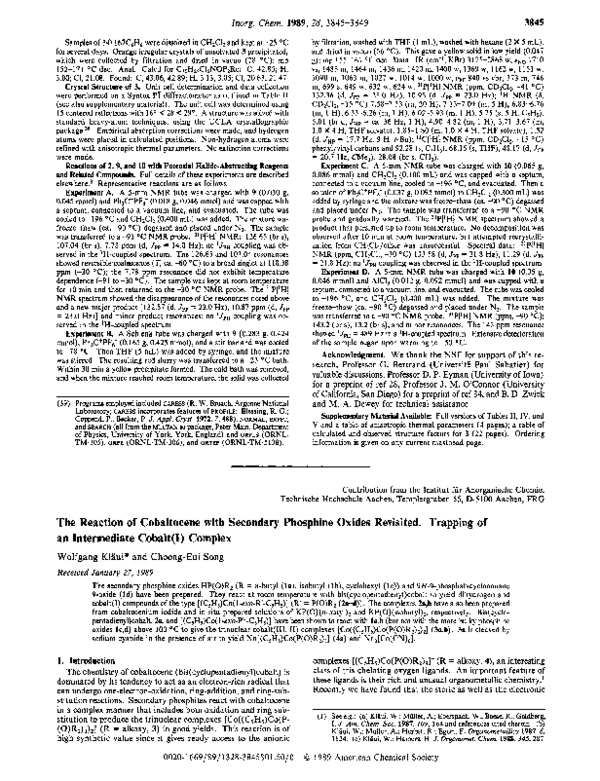 (PDF) The reaction of cobaltocene with secondary phosphine oxides ...