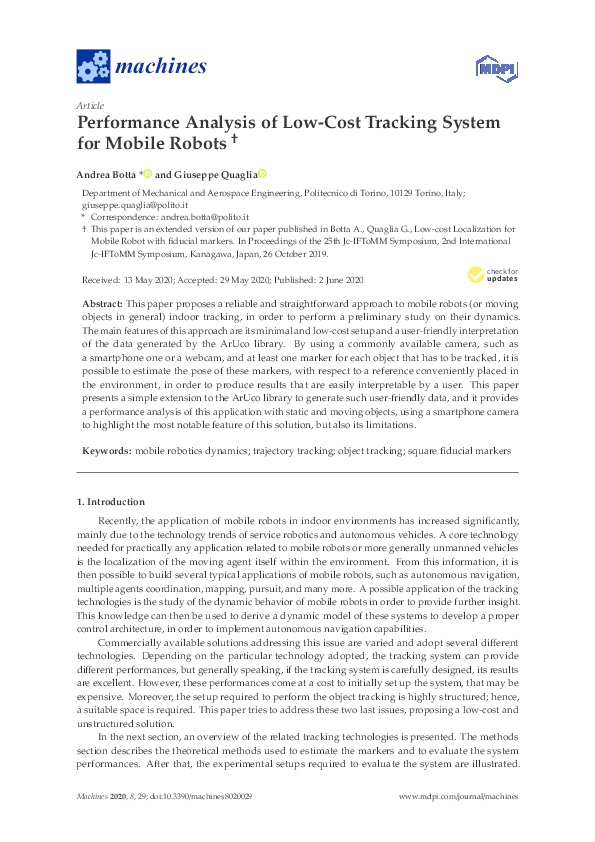 Pdf Performance Analysis Of Low Cost Tracking System For Mobile Robots