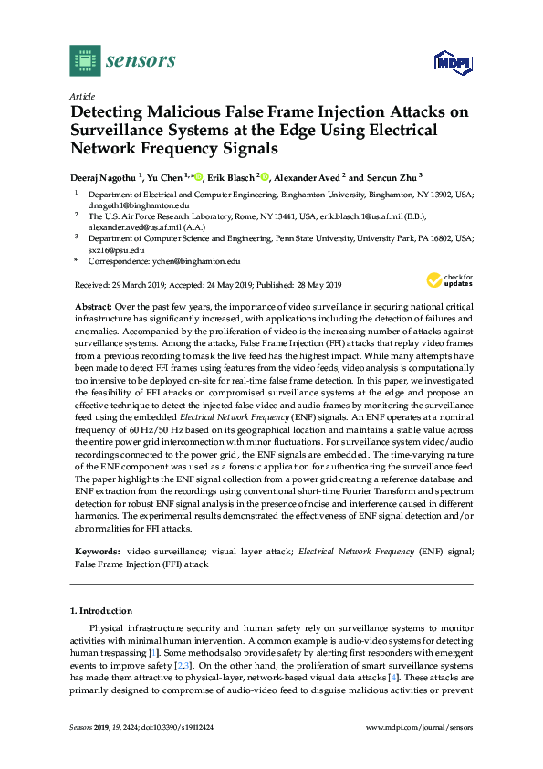 (PDF) Detecting Malicious False Frame Injection Attacks on Surveillance ...