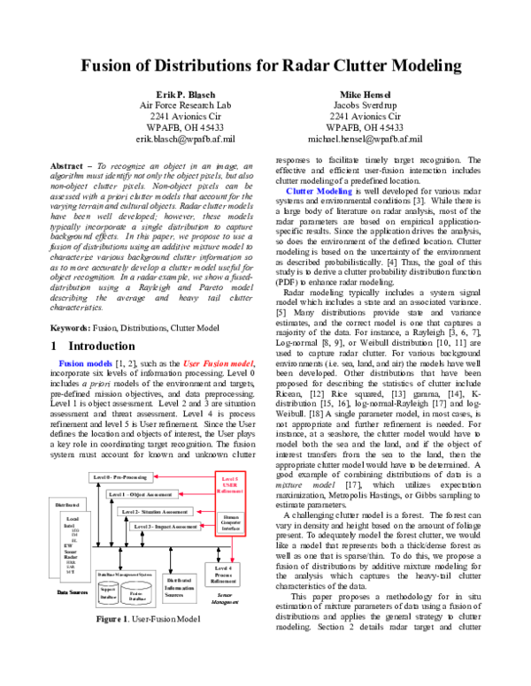 (PDF) Fusion of Distributions for Radar Clutter Modeling