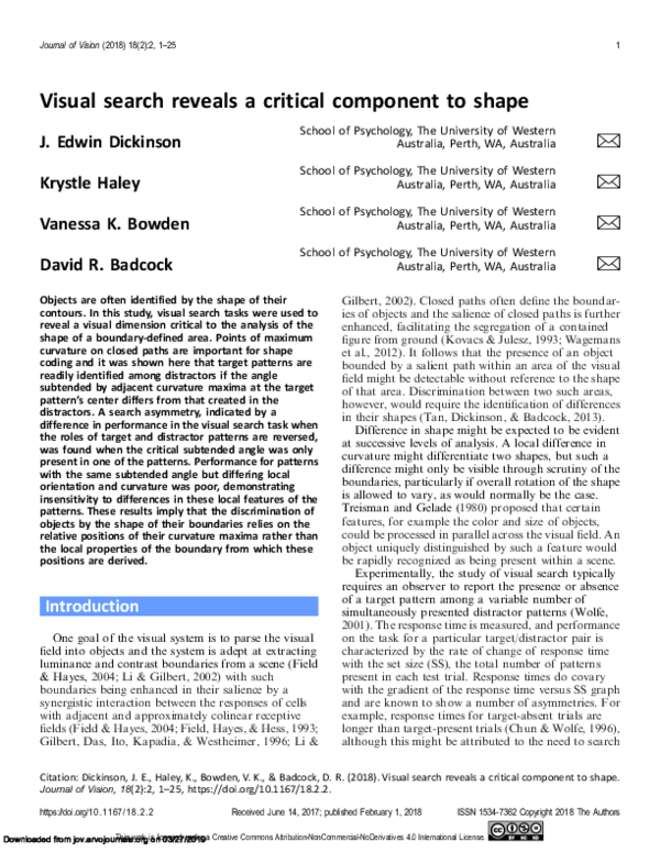 (PDF) Visual search reveals a critical component to shape