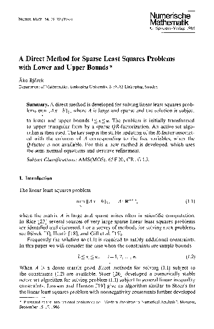 (PDF) A direct method for sparse least squares problems with lower and ...