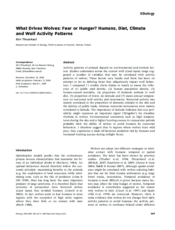 (PDF) What Drives Wolves: Fear or Hunger? Humans, Diet, Climate and ...