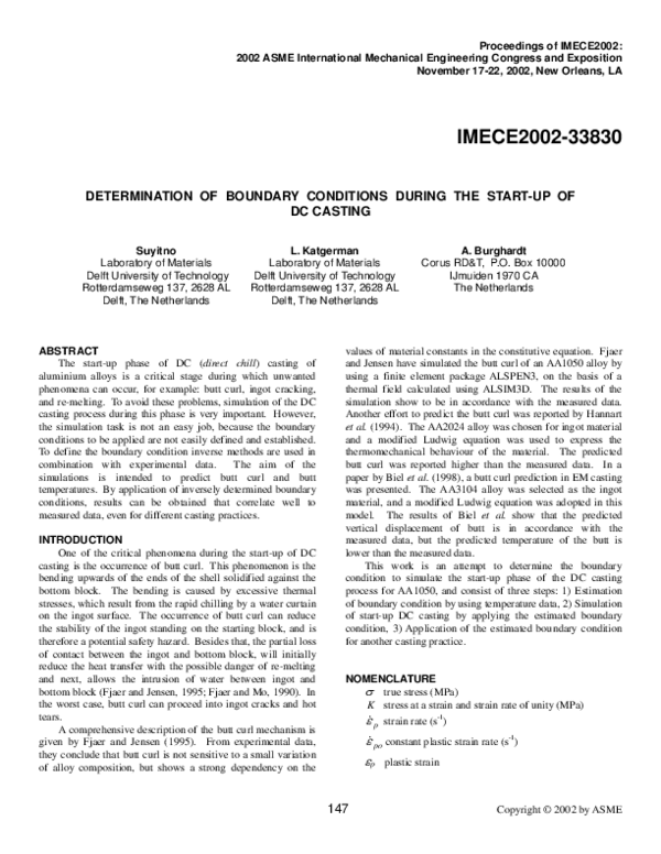 (PDF) Determination of Boundary Conditions During the Start-Up of DC ...