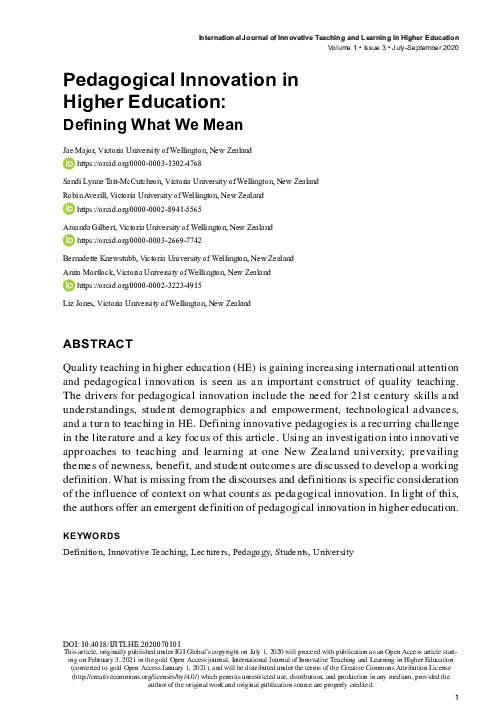 (PDF) Pedagogical Innovation in Higher Education