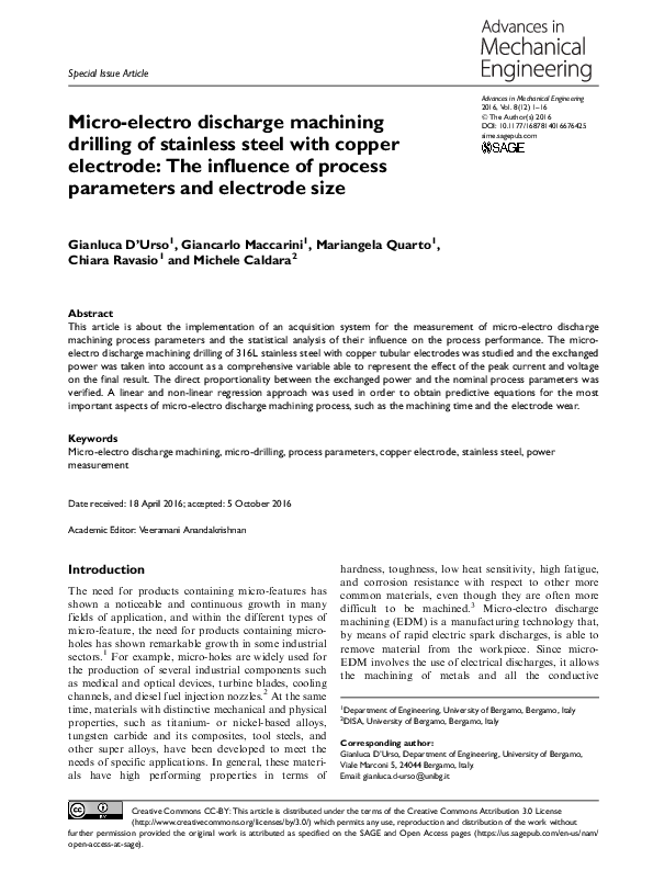 (PDF) Micro-electro discharge machining drilling of stainless steel ...
