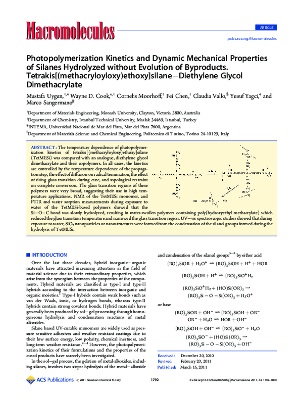 (PDF) Photopolymerization Kinetics and Dynamic Mechanical Properties of ...