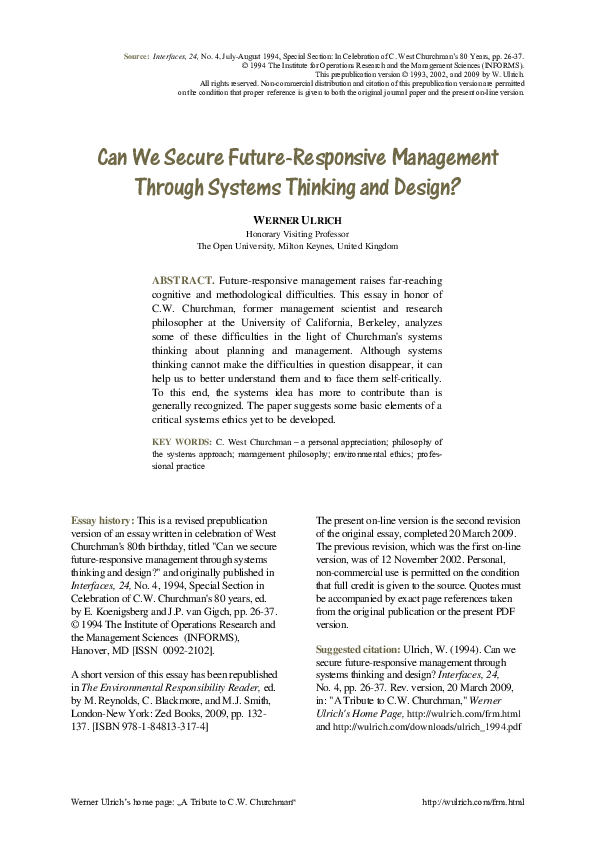 (PDF) Future-responsive management