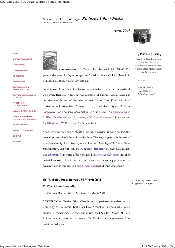 (PDF) Remembering C. West Churchman