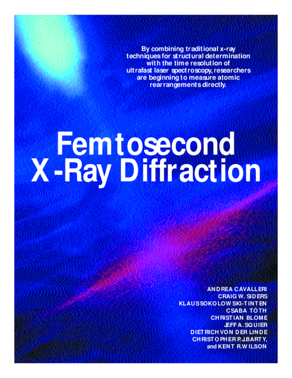Pdf Femtosecond X Ray Diffraction For Dynamics