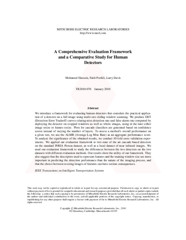 (PDF) A Comprehensive Evaluation Framework and a Comparative Study for ...