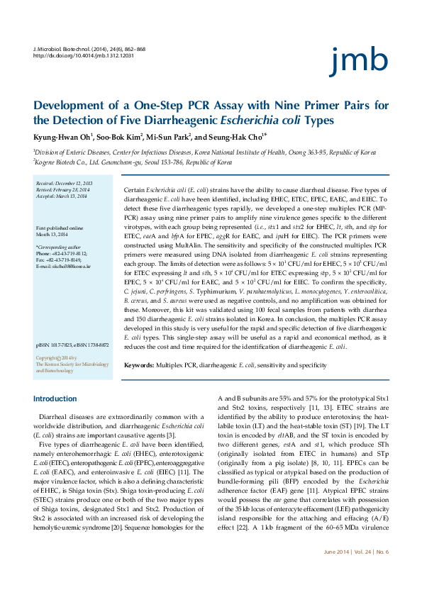(PDF) Development of a one-step PCR assay with nine primer pairs for ...