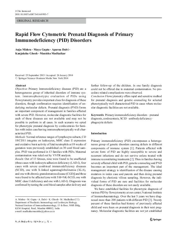 (PDF) Prenatal Flow Cytometry for Immunodeficiency Diagnosis (PDF) Prenatal Flow Cytometry for Immunodeficiency Diagnosis