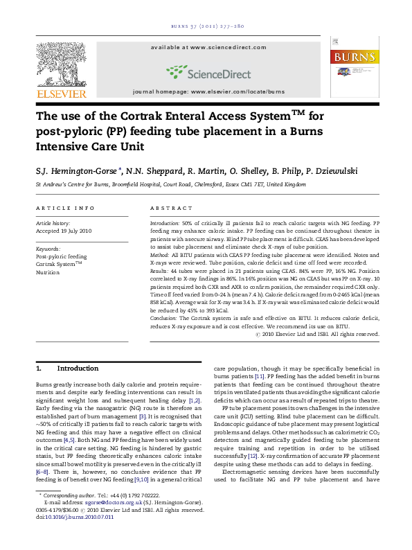 (PDF) The use of the Cortrak Enteral Access System™ for post-pyloric ...