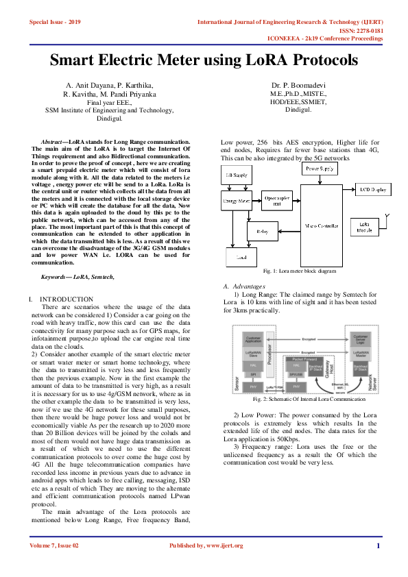 (PDF) IJERT-Smart Electric Meter using LoRA Protocols (PDF) IJERT-Smart Electric Meter using LoRA Protocols