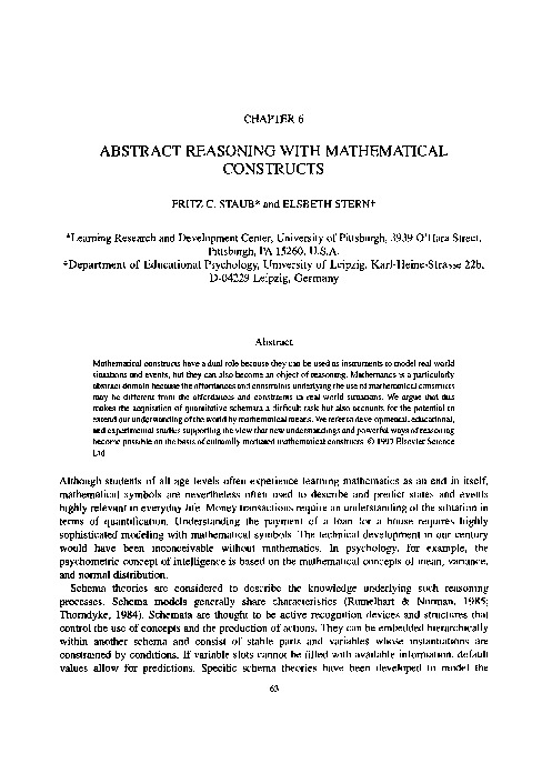 (PDF) Abstract reasoning with mathematical constructs