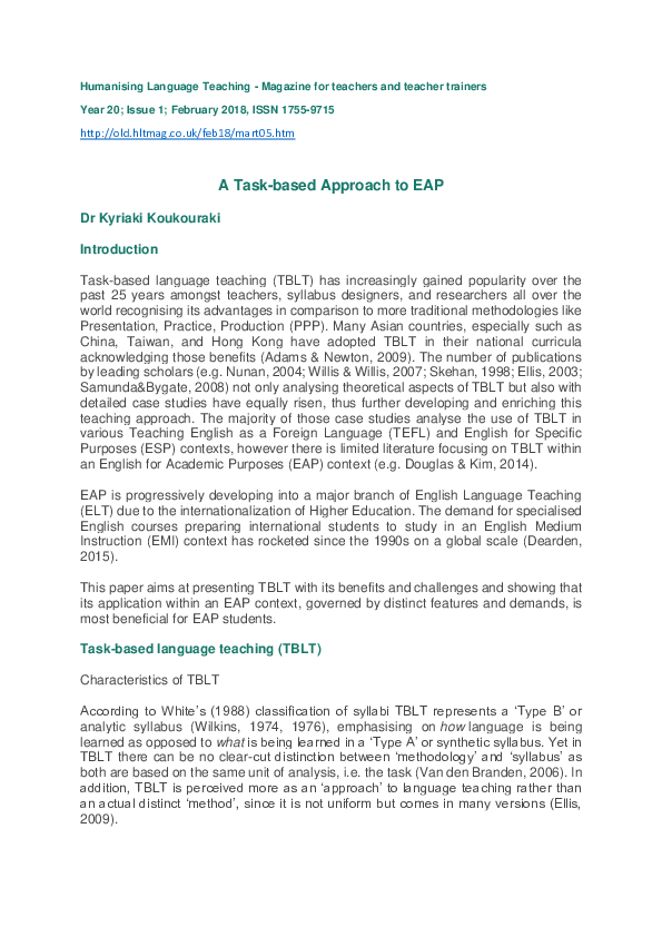 (PDF) A task-based approach to EAP