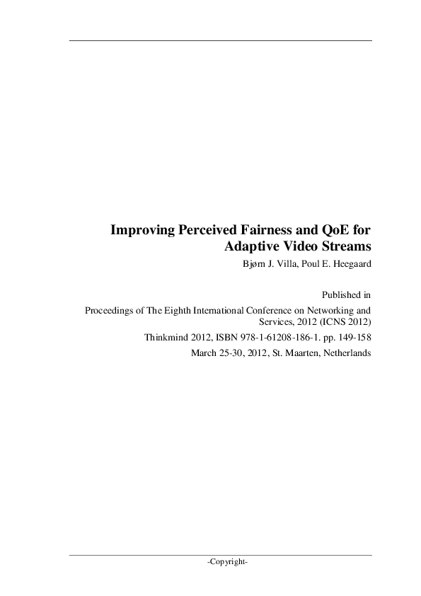 (PDF) Improving Perceived Fairness and QoE for Adaptive Video Streams