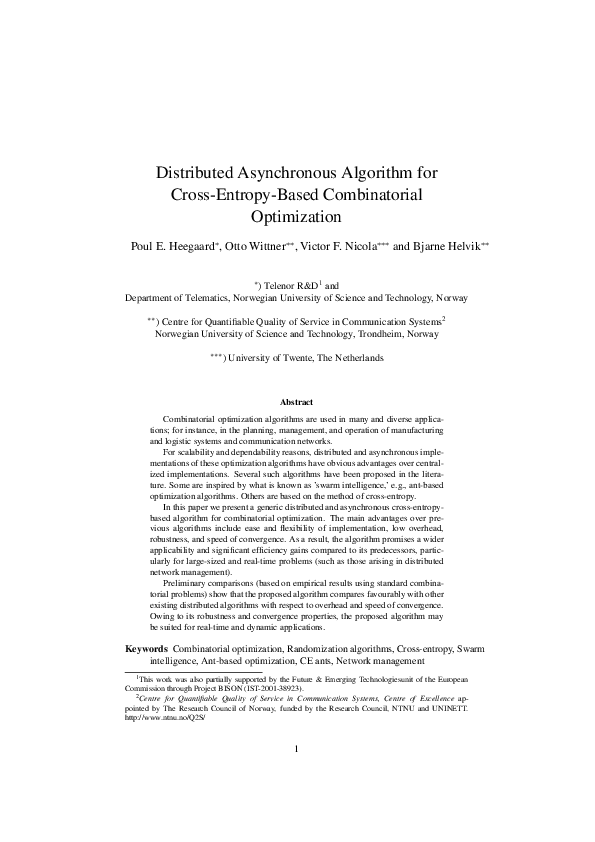 (PDF) Distributed asynchronous algorithm for cross-entropy-based ...