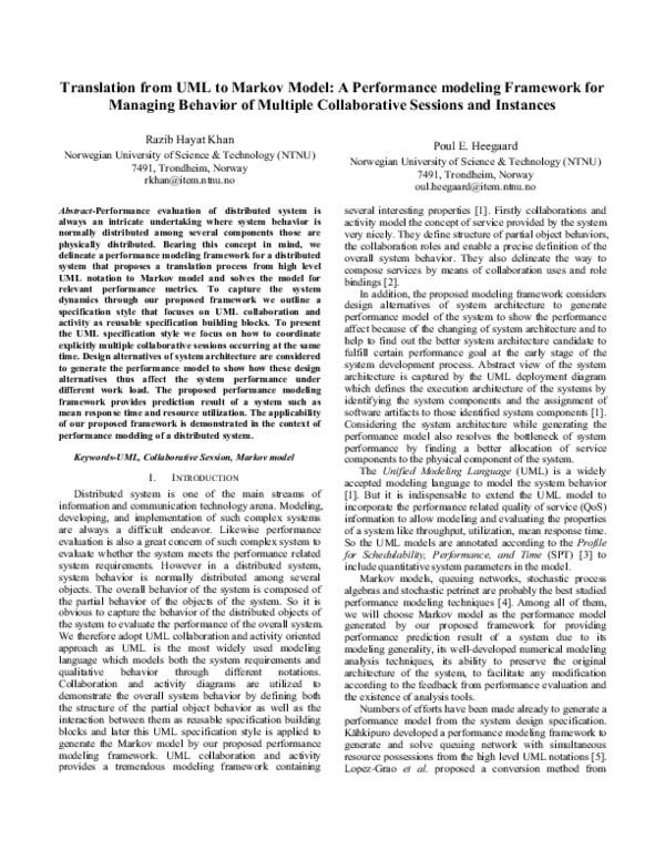 Pdf Translation From Uml To Markov Model A Performance Modeling Framework For Managing
