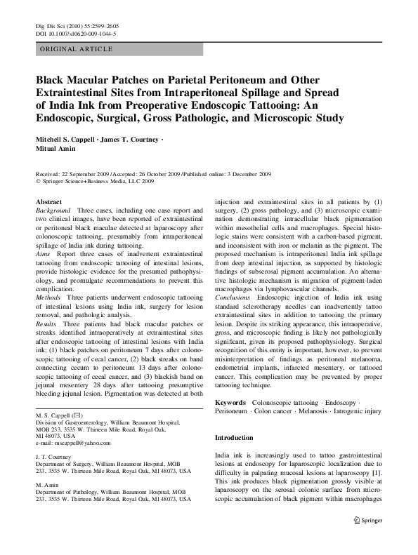 (PDF) Black Macular Patches on Parietal Peritoneum and Other ...