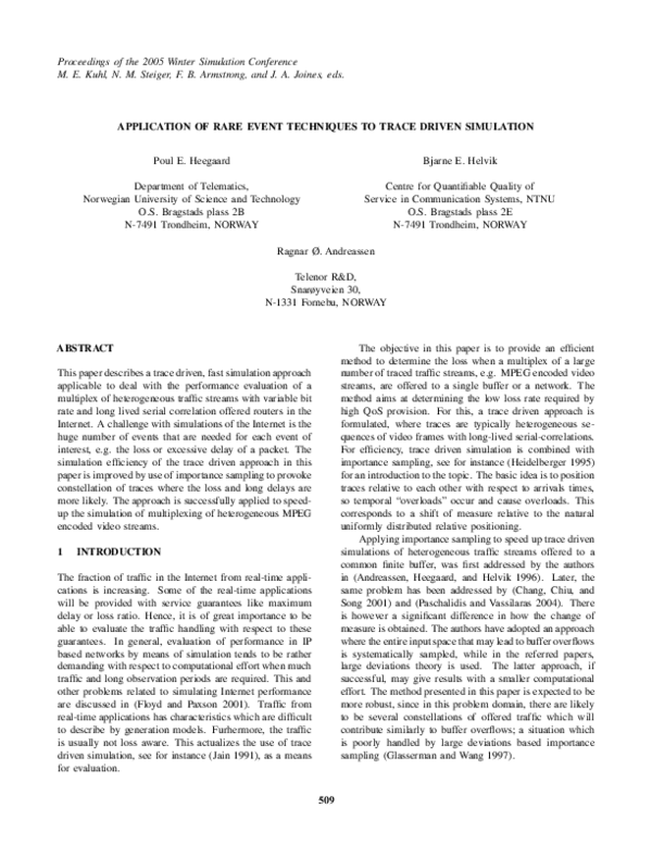 (PDF) Application of Rare Event Techniques to Trace Driven Simulation