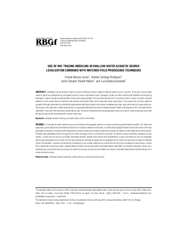 Pdf Use Of Ray Tracing Modeling In Shallow Water Acoustic Source Localization Combined With